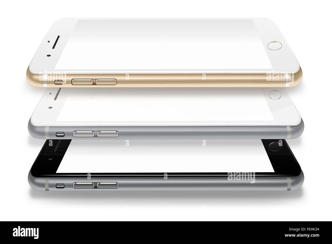 Mobile phones realistic smartphones with blank screen and shadows ...