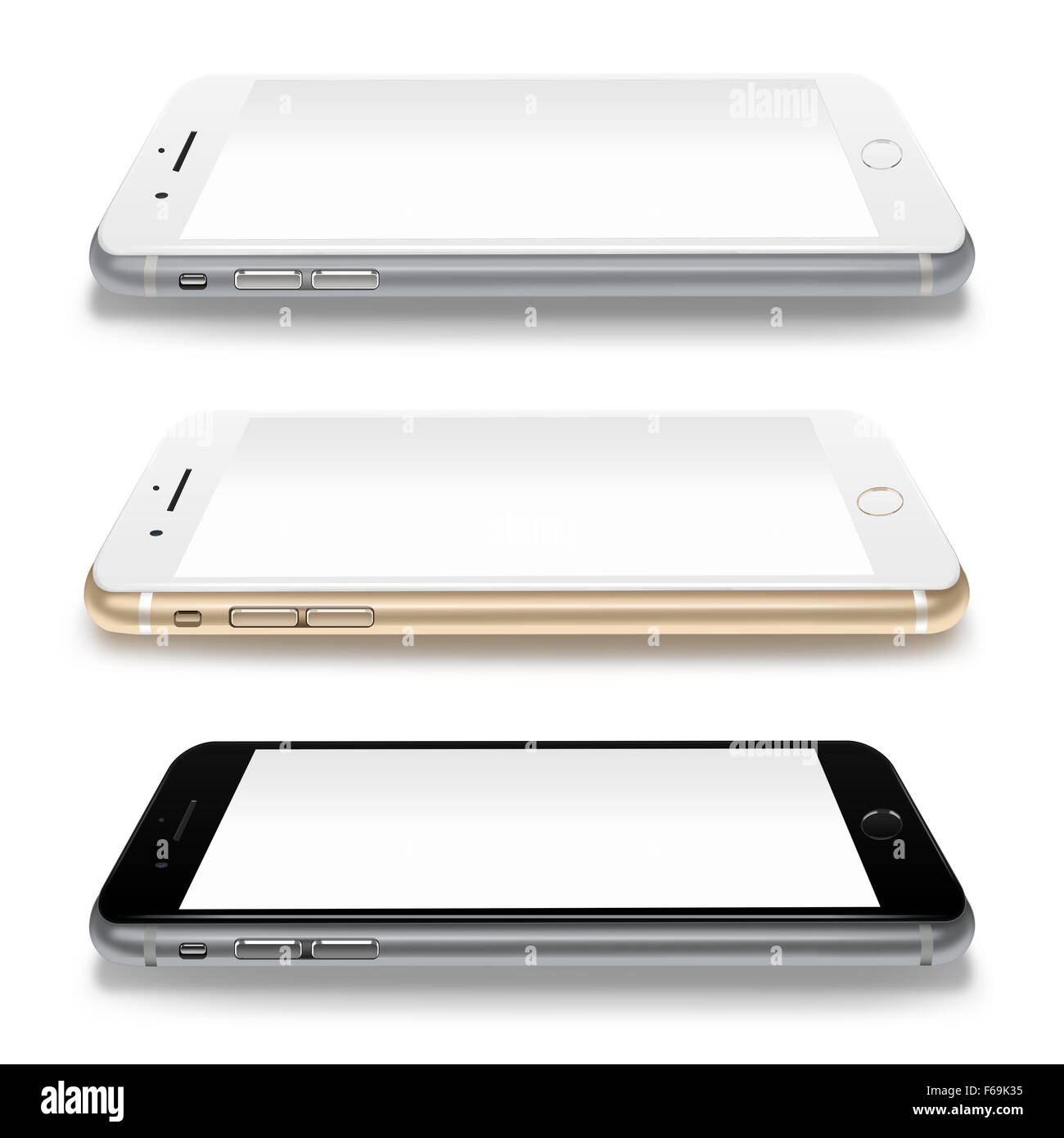 Mobile phones realistic smartphones with blank screen and shadows ...