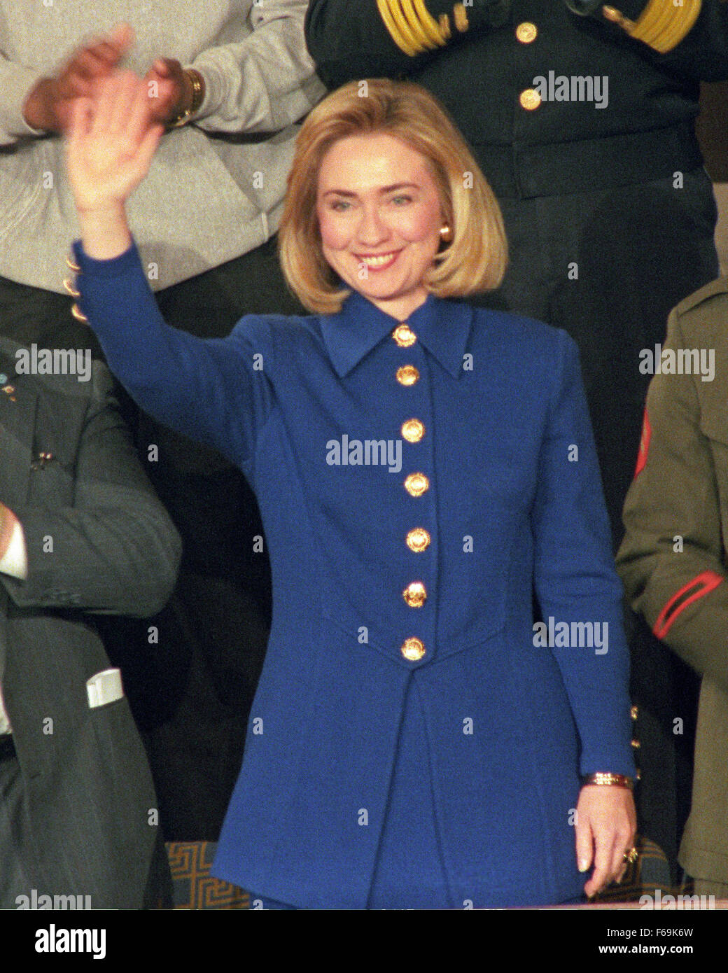 First lady Hillary Rodham Clinton waves from the gallery as United ...