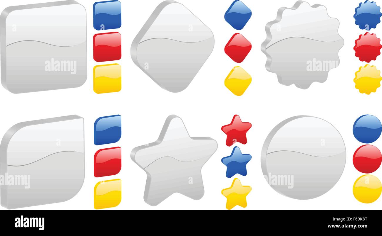 3D rounded icon set on a white background. Vector illustration Stock ...