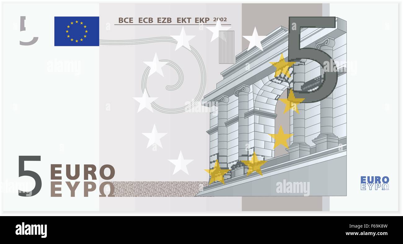 Five euro banknote on a white background Stock Vector Image & Art - Alamy
