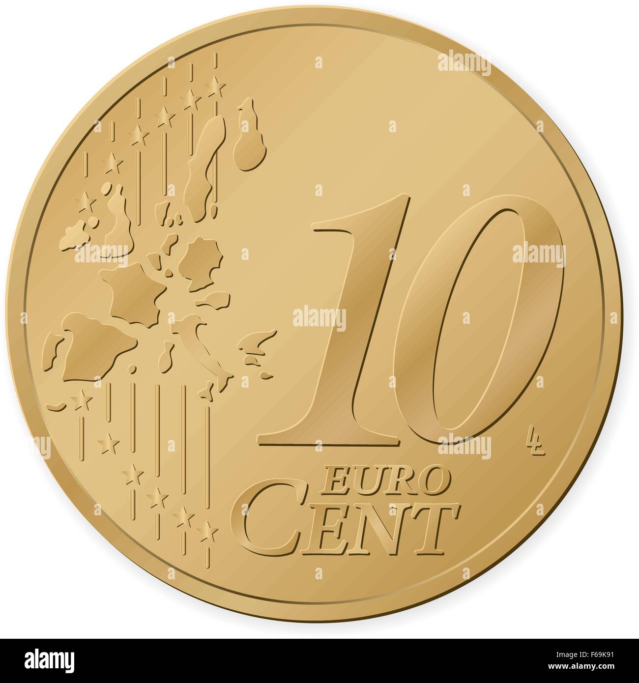 10 euro cent isolated on a white background. Vector illustration Stock ...