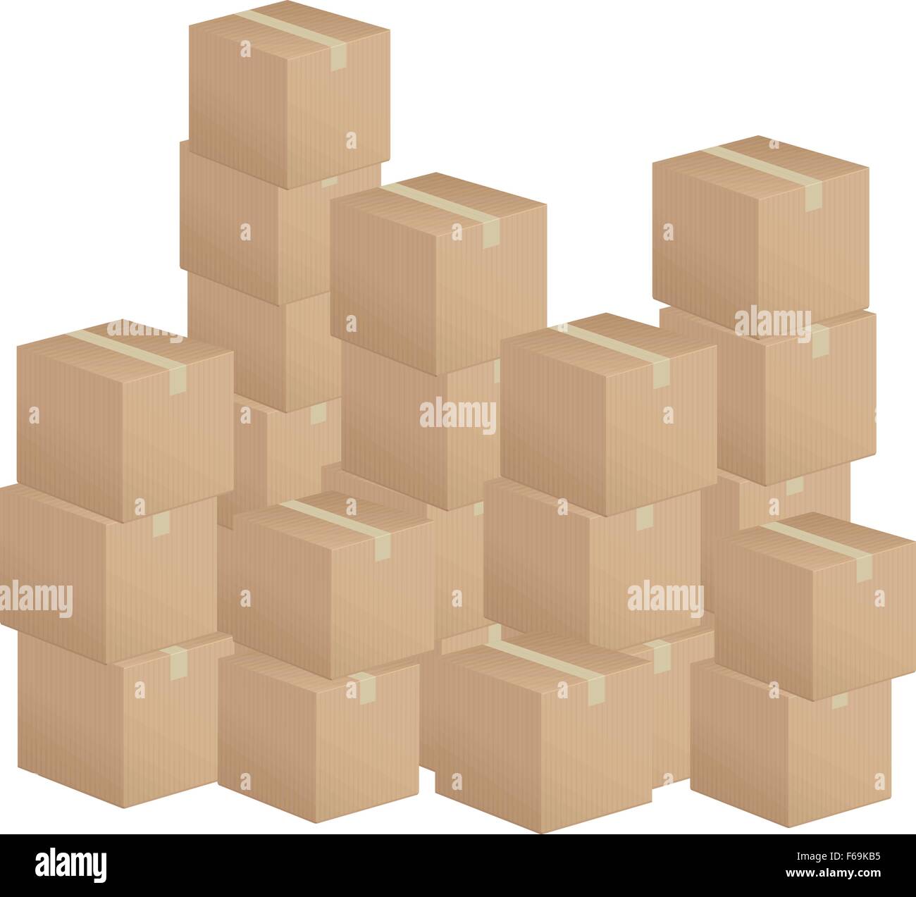 Cardboard boxes stack on white background. Vector illustration Stock ...