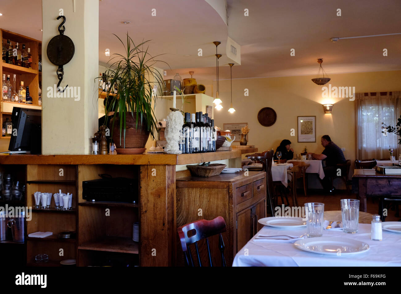 Interior of Aluma bistro restaurant in the mixed Jewish Arab city of ...