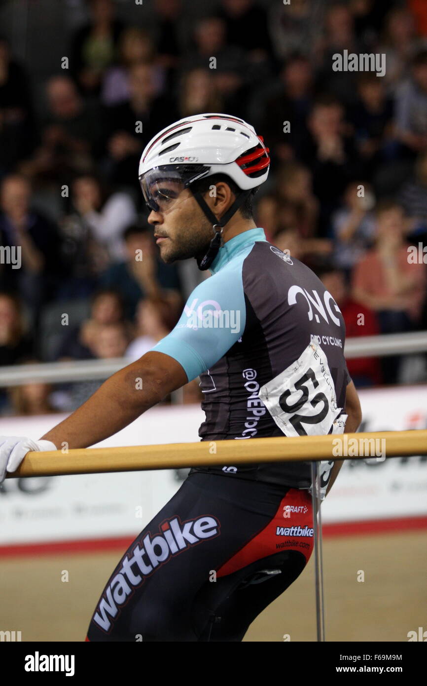 Gideoni Rodrigues waiting to race, Lee Valley VeloPark, London, UK ...