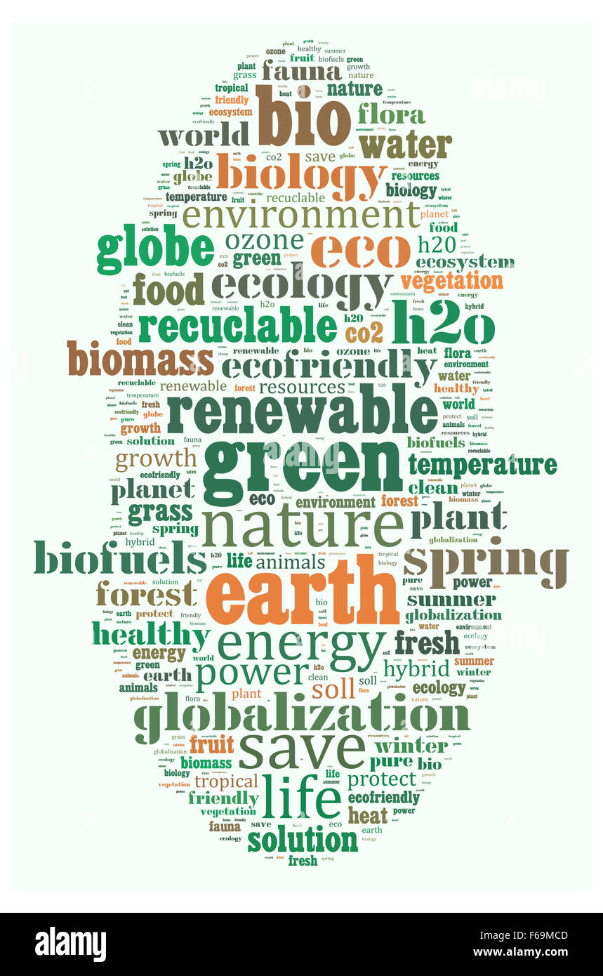 Green earth illustration word cloud concept Stock Photo - Alamy