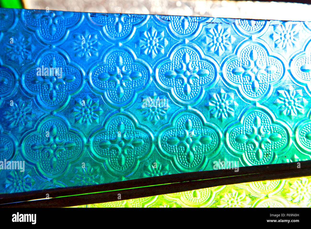 colorated glass and sun in morocco africa window and light Stock Photo ...