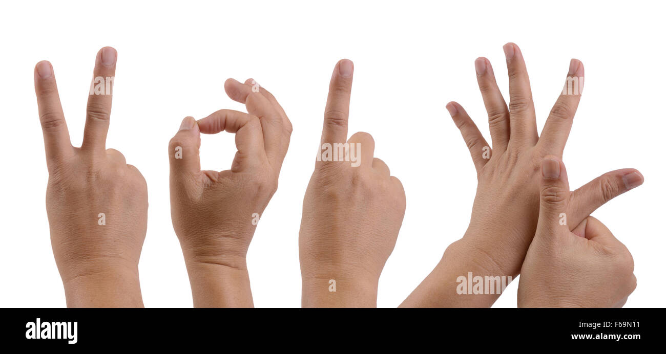 Hands show sign of year 2016 on white background Stock Photo - Alamy