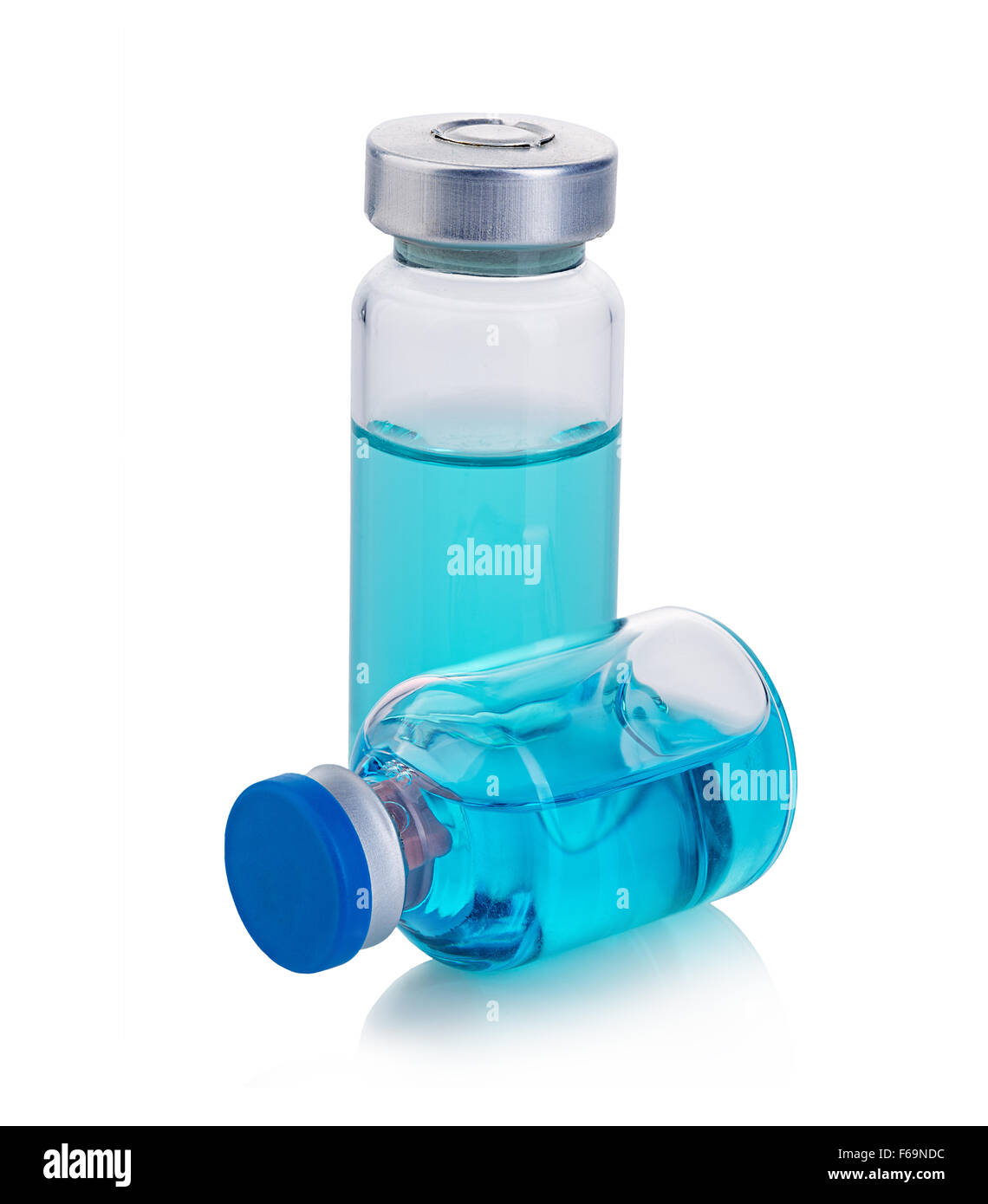 Vials with blue solution isolated on a white background Stock Photo - Alamy