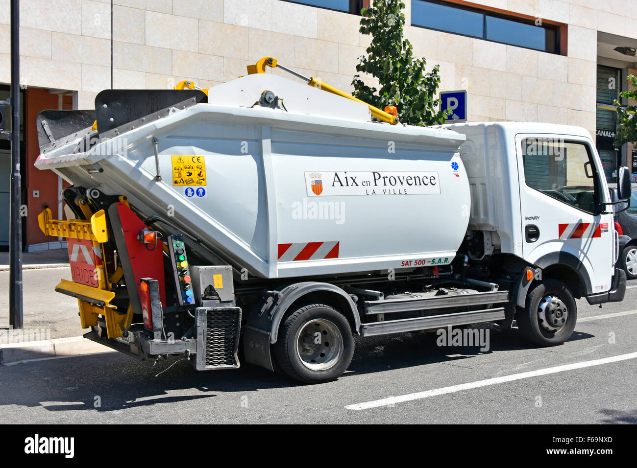 Aix en Provence street South of France modern French bin lorry parked ...