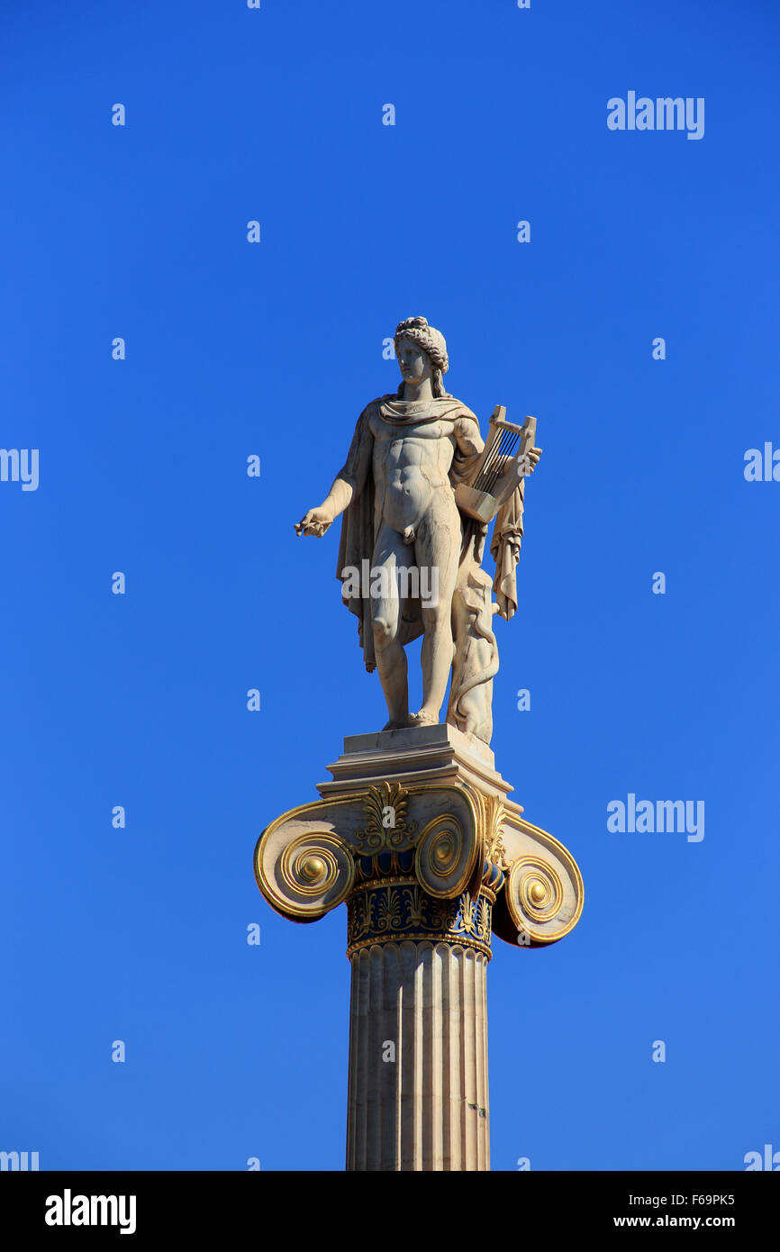statue of Apollon on the column, Athens, Greece Stock Photo - Alamy