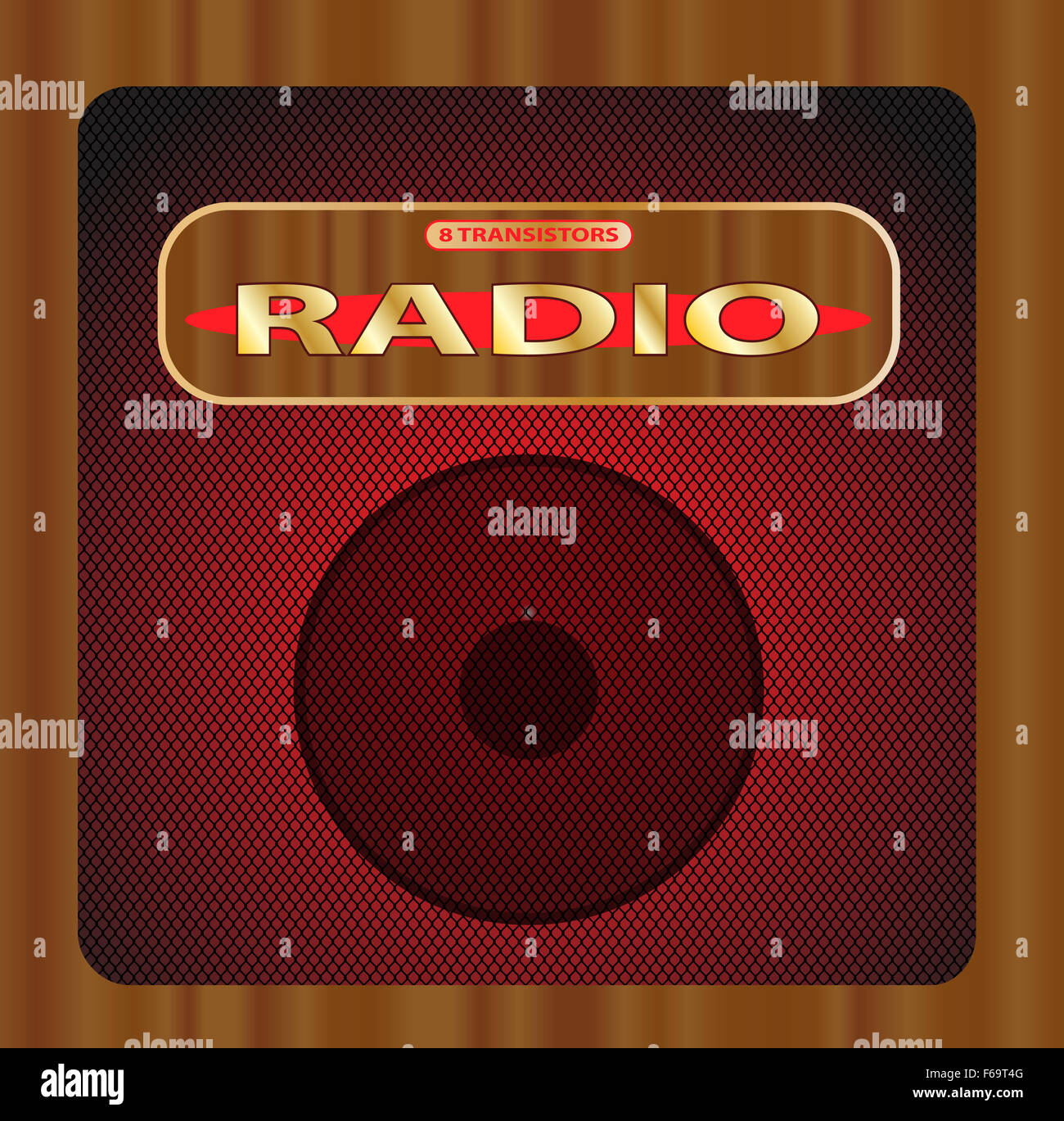 An old wooden transistor radio with grill and speaker Stock Photo - Alamy