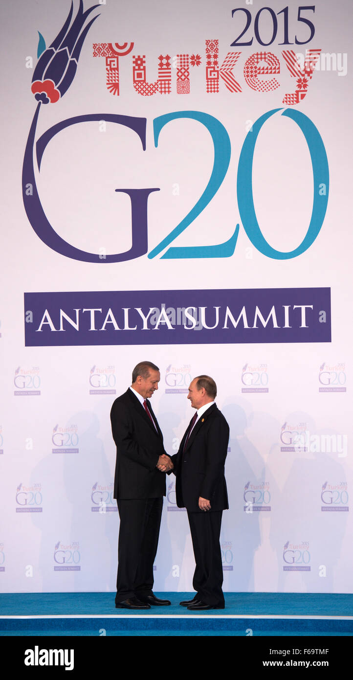 Antalya, Turkey. 15th Nov, 2015. Russian President Vladimir Putin (r ...
