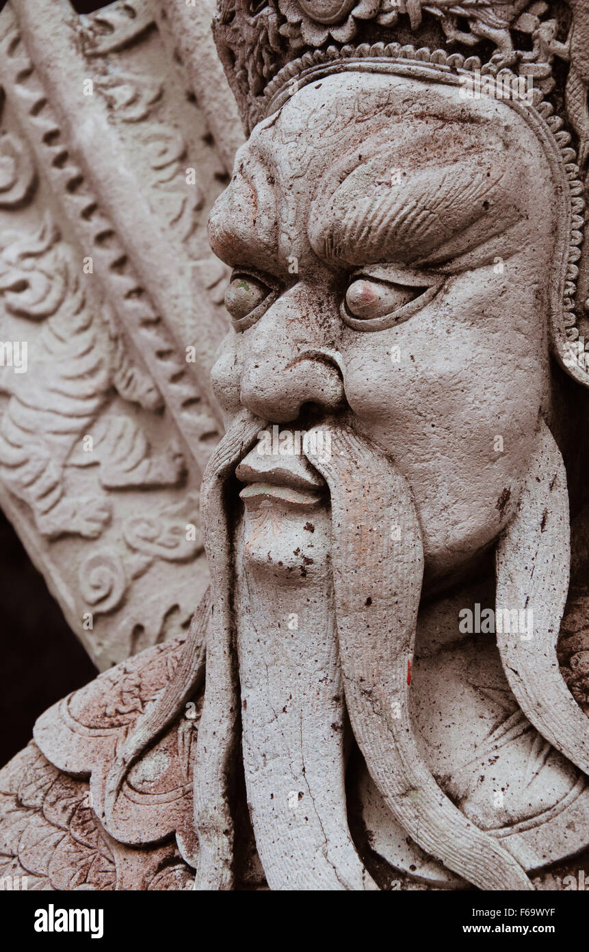 Ancient Chinese Stone Statue Is Outdoor Decoration of Wat Pho Temple at ...