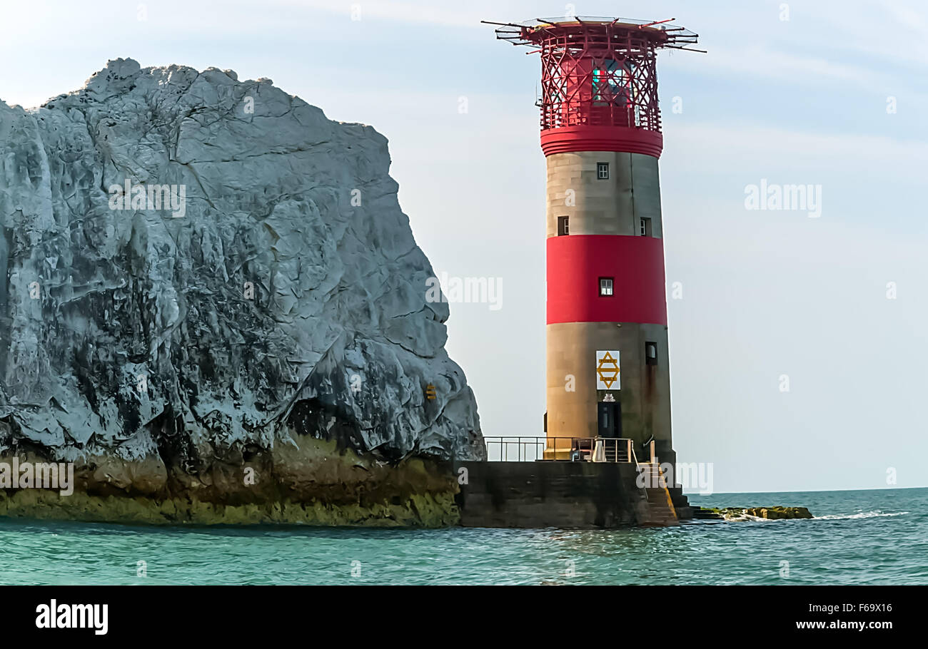 Lighthouse at Alum Bay Stock Photo - Alamy