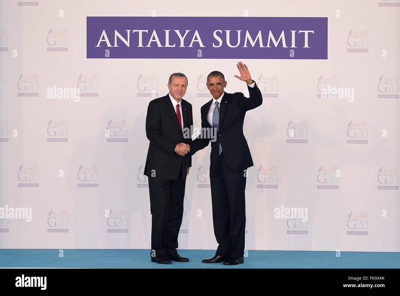 Antalya, Turkey. 15th Nov, 2015. Turkish President Recep Tayyip Erdogan ...