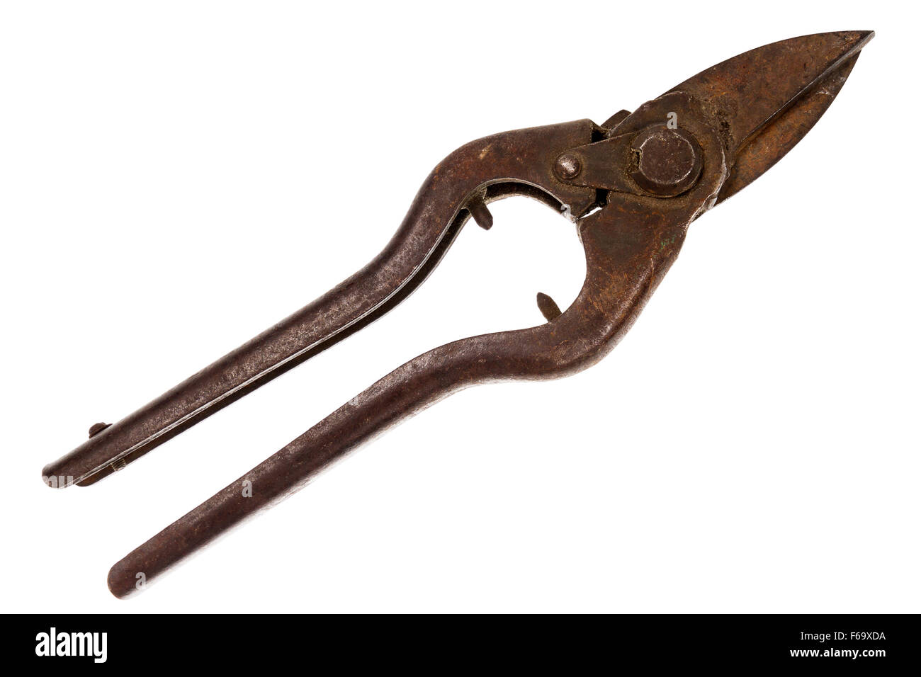 Old rusty tin snips isolated on white background Stock Photo - Alamy