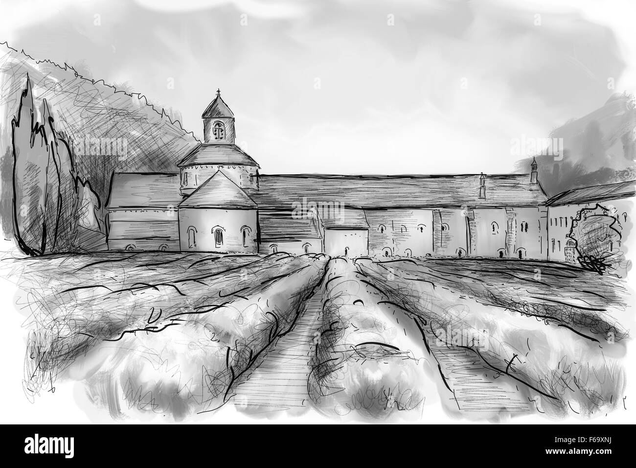 Provence cistercian monasteries Black and White Stock Photos & Images ...