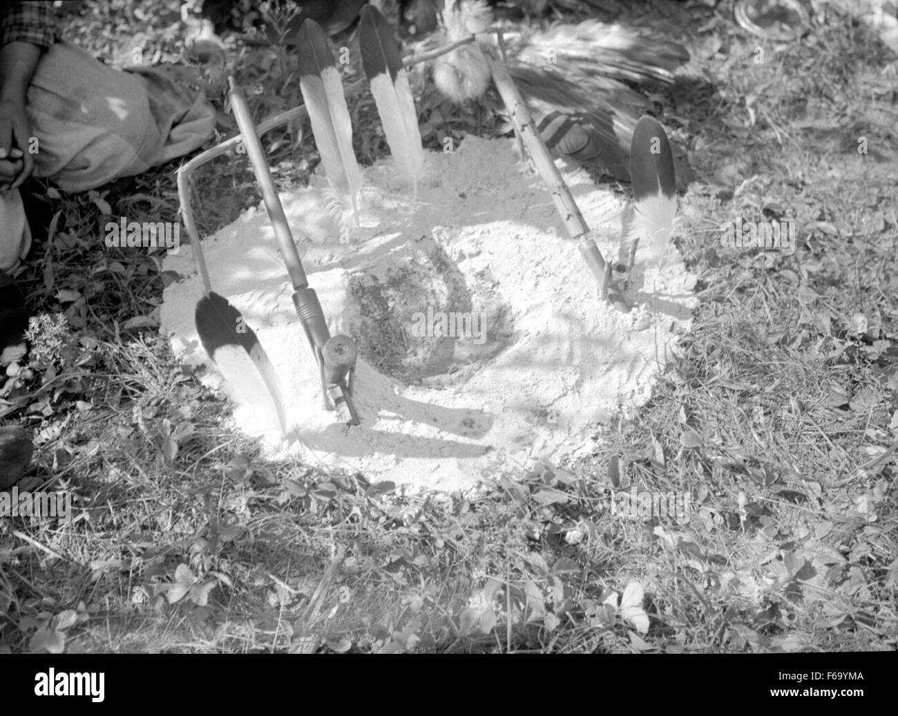 Photograph showing pipes and feathers used in a traditional Indigenous ...