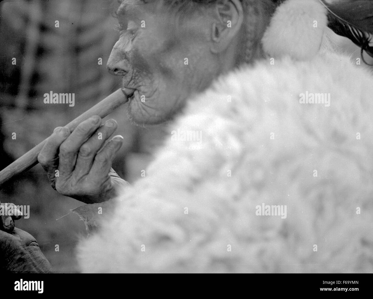 This photograph depicts Kousahpatsican, a Native American man, smoking ...