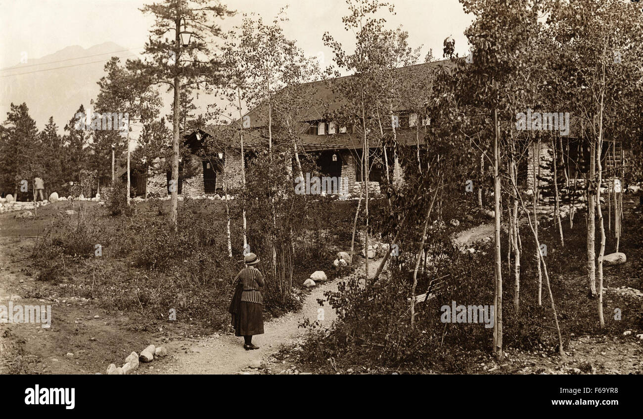 The main building of Jasper Park Lodge is captured in this photograph ...