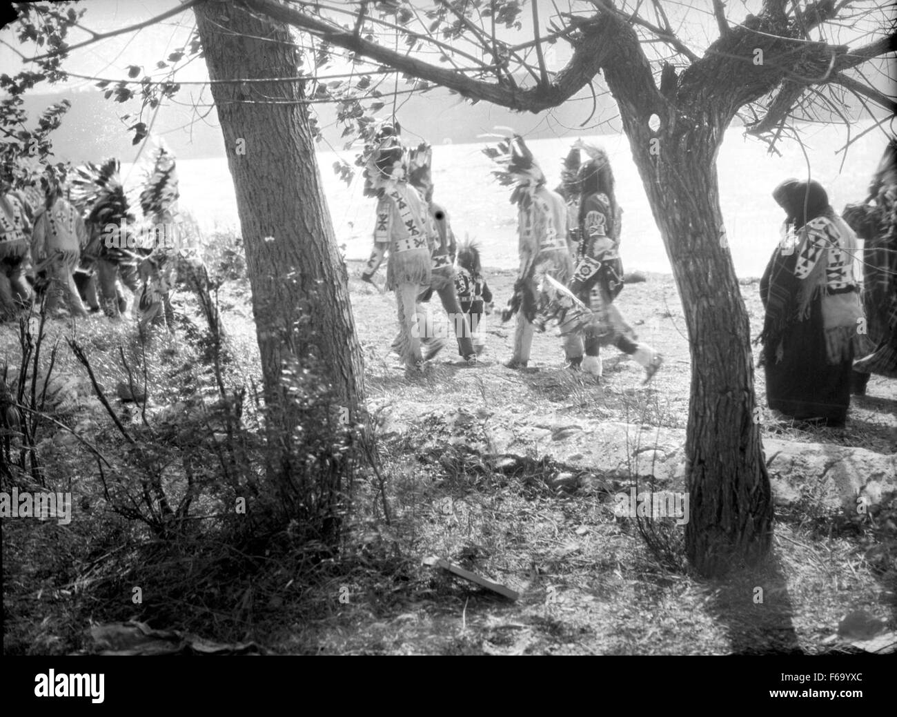 This photograph captures an unidentified group of Plains Cree ...