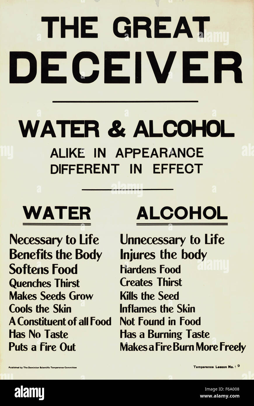 A temperance poster promoting the prohibition of alcohol, reflecting ...