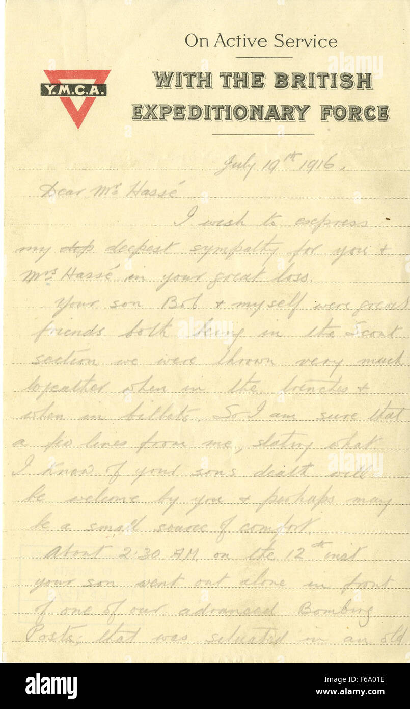 A letter of condolence written by Sergeant Leslie Rawlinson, reflecting ...