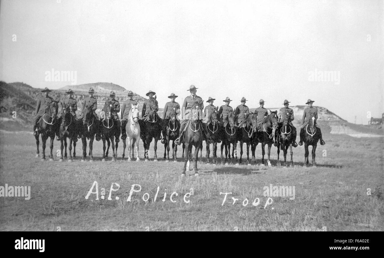 The Alberta Provincial Police mounted troop, shown in this historical ...