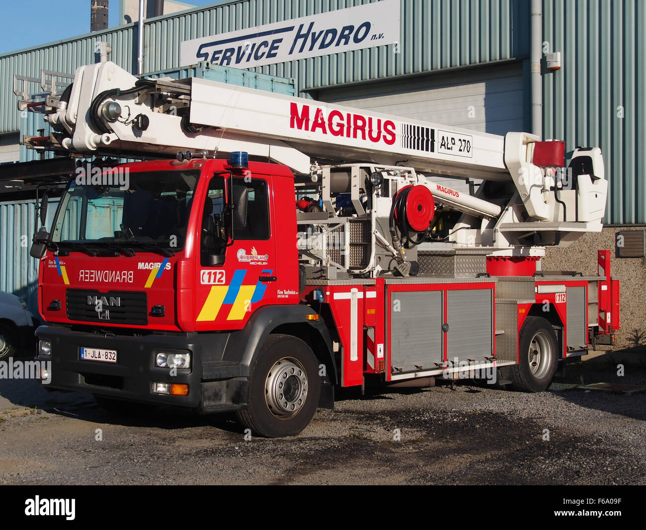 A MAN Magirus ALP 270 fire engine, operated by Brandweer Antwerpen ...