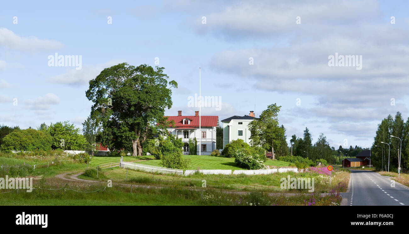 HALSINGLAND, SWEDEN ON JULY 24, 2015. View of a beautiful wooden ...