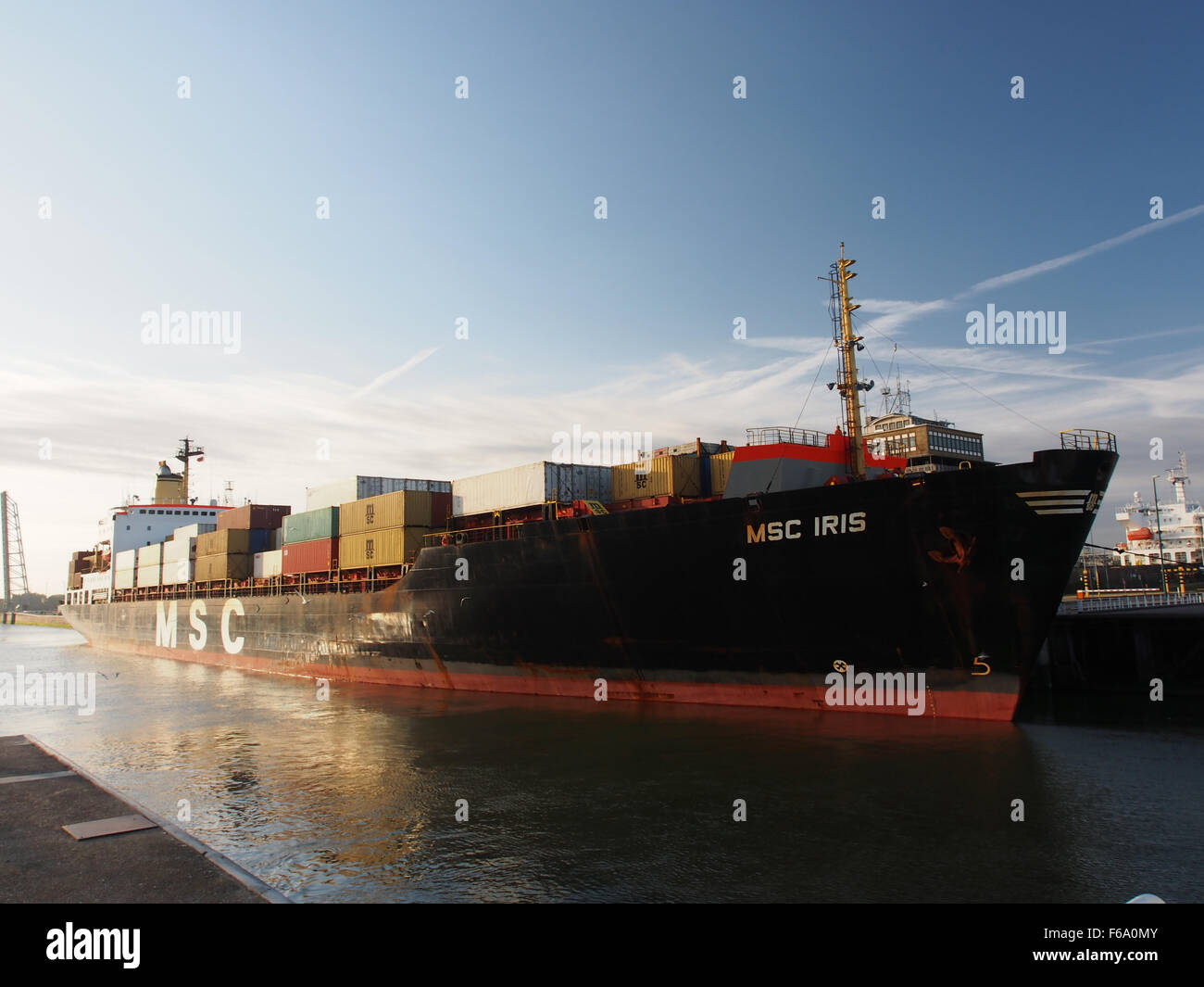 The MSC Iris, a container ship, operates in Zandvlietsluis, Port of ...