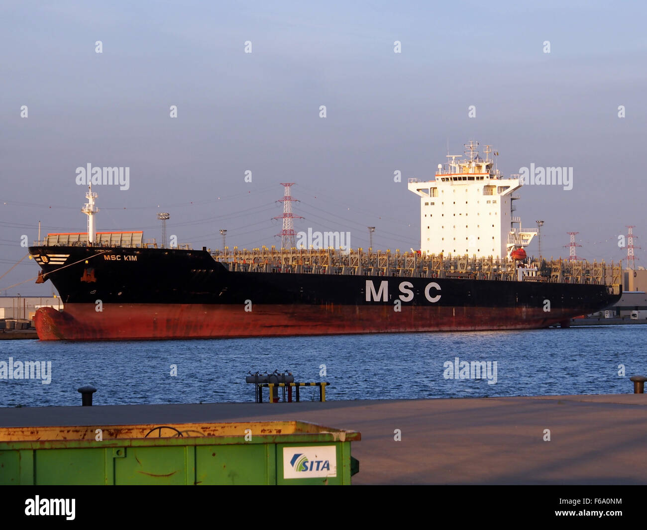 The MSC Kim, a container ship with IMO 9351581, MMSI 356205000, and ...