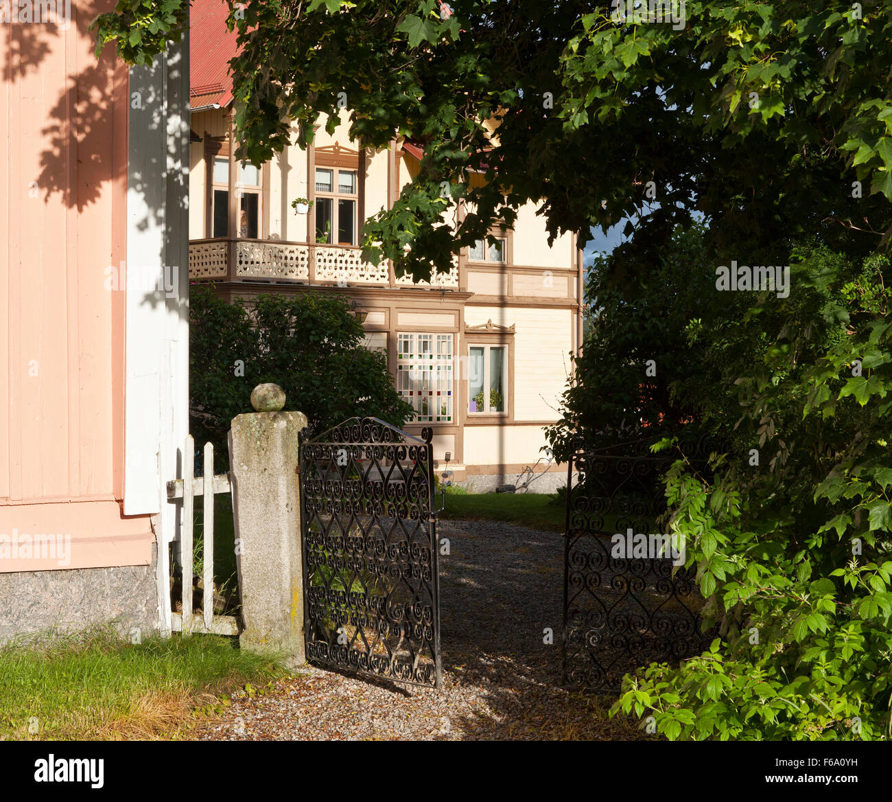 HALSINGLAND, SWEDEN ON JULY 23, 2015. View of a beautiful wooden ...