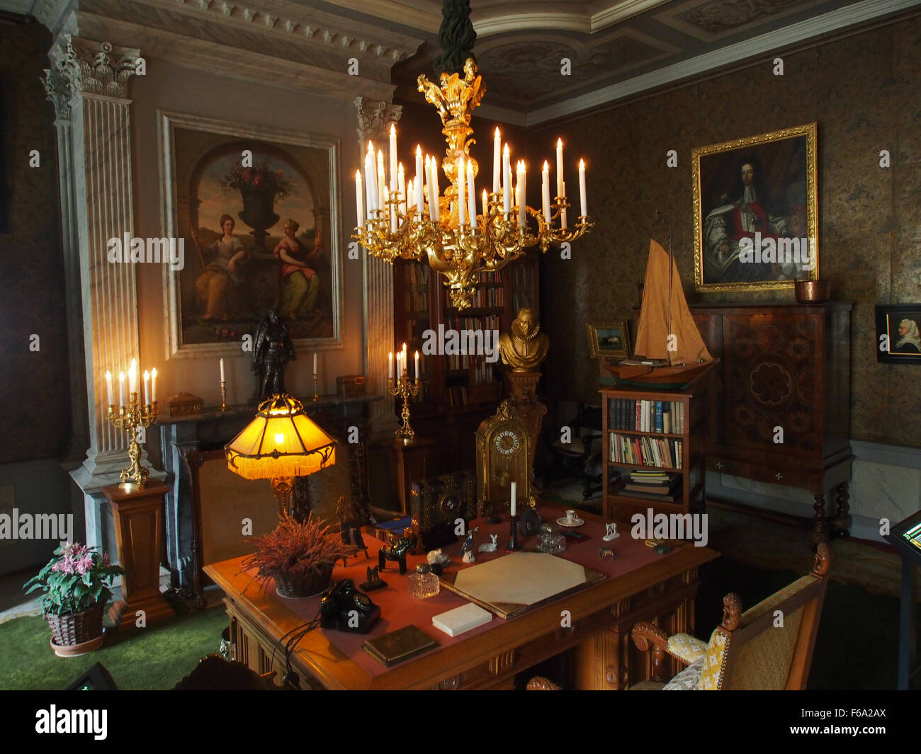 A grand interior view of Paleis Het Loo, showcasing the opulence of ...