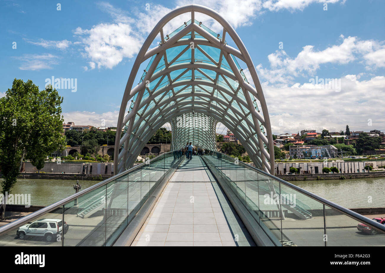 pedestrian Bridge of Peace (georgian mshvidobis khidi) over Kura River ...