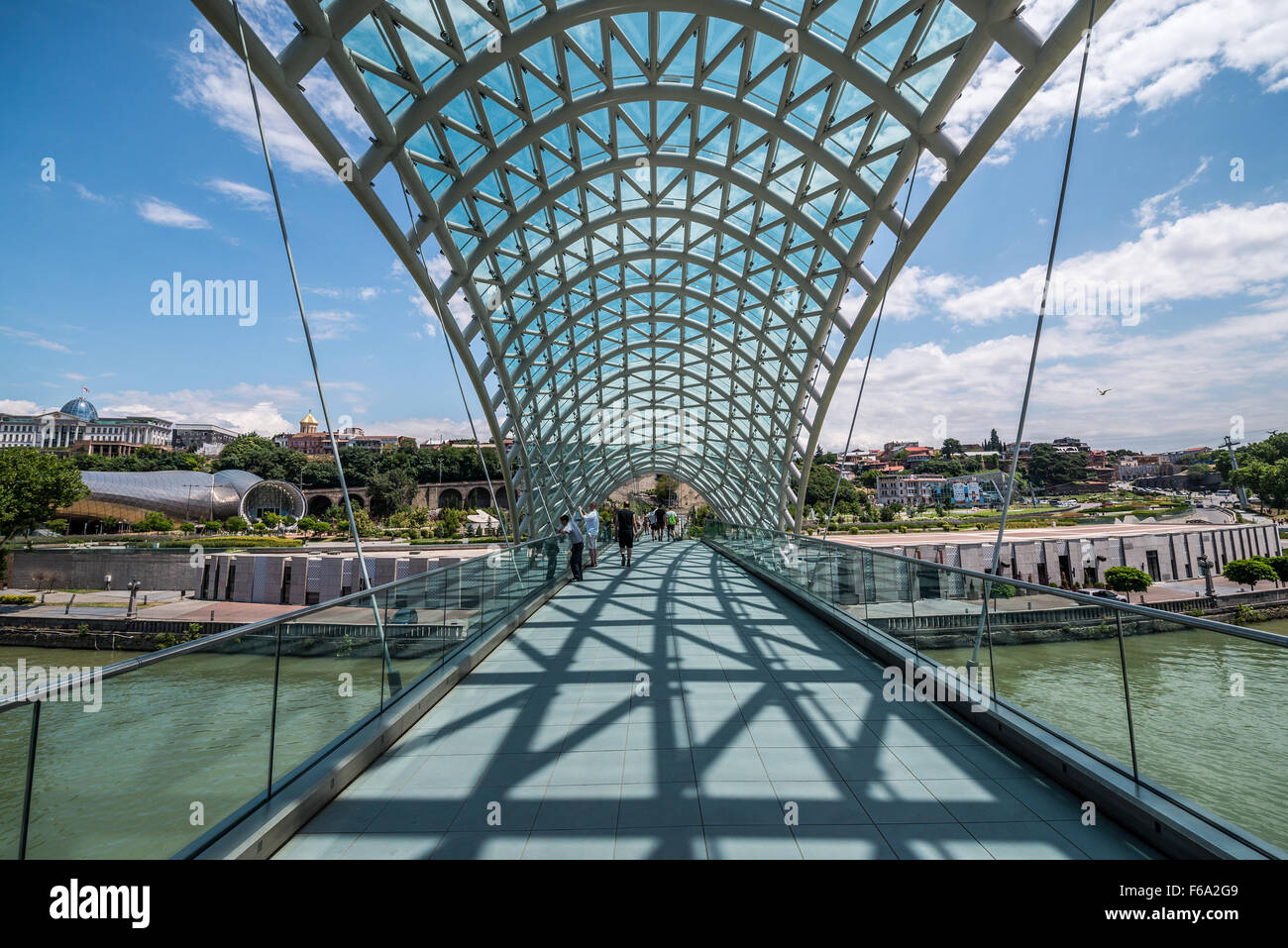 pedestrian Bridge of Peace (georgian mshvidobis khidi) over Kura River ...