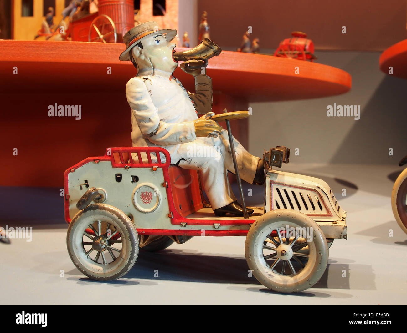 The Lehmann Tut Tut, a clockwork wind-up tin toy, on display at ...