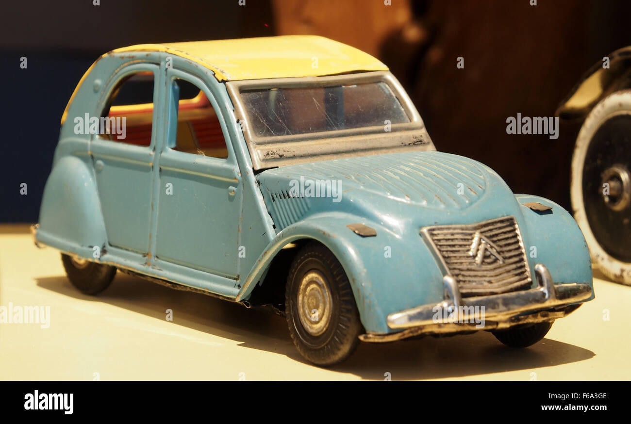 A classic tin toy car at the Deventer Toy Museum, captured in the first ...