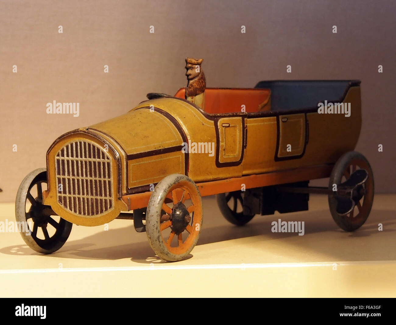 A vintage tin toy car at the Speelgoedmuseum Deventer, highlighting the ...
