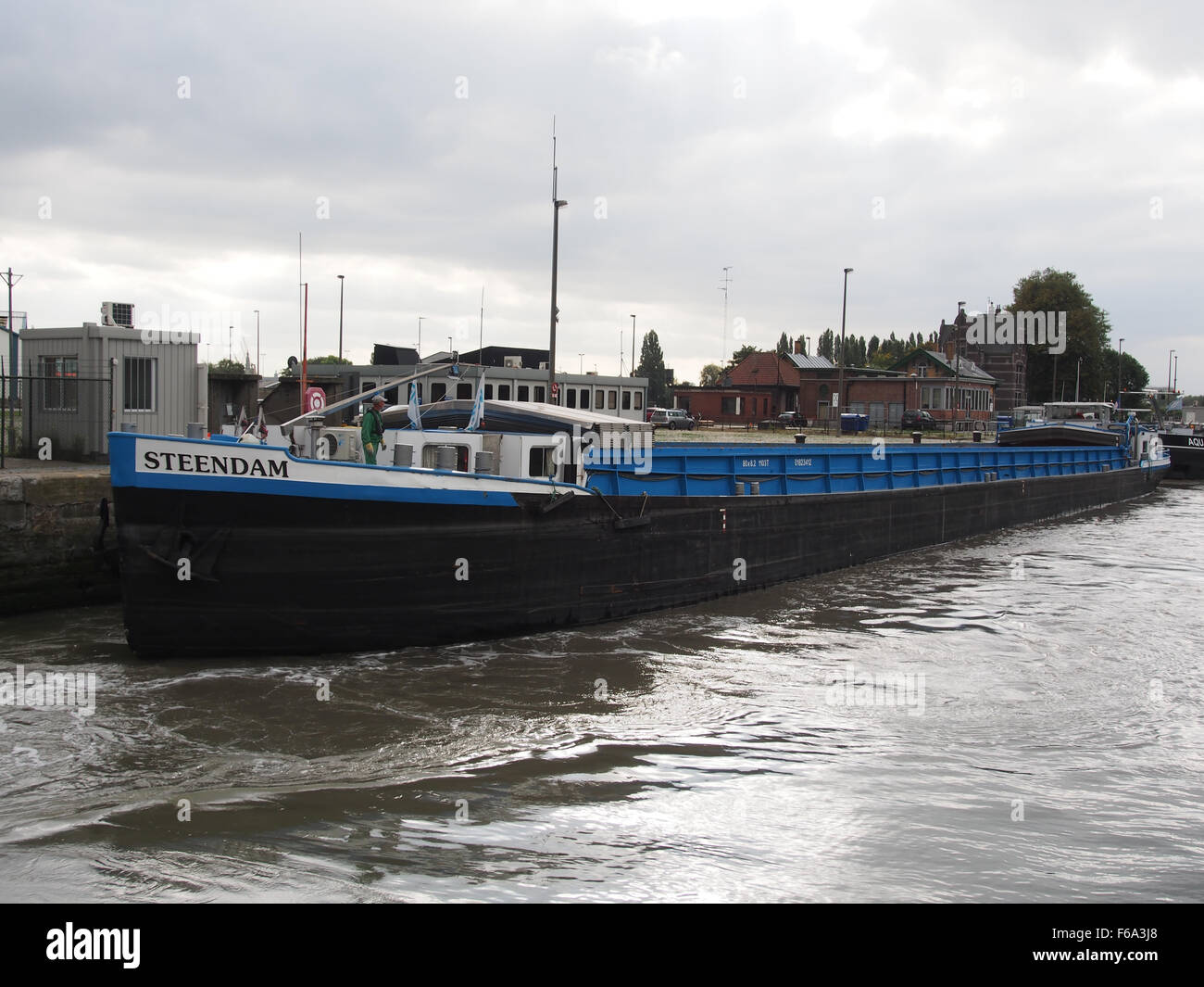 Steendam, a container ship with ENI 01823412, is docked at Royerssluis ...