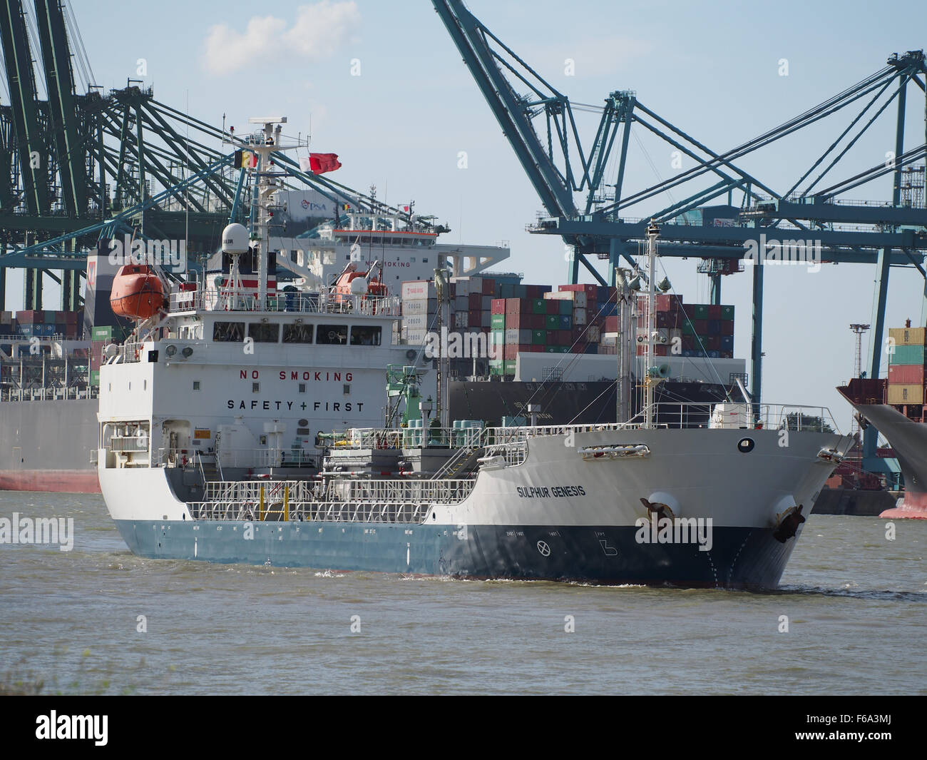 The Sulphur Genesis, an oil tanker, operates at Berendrechtsluis in the ...
