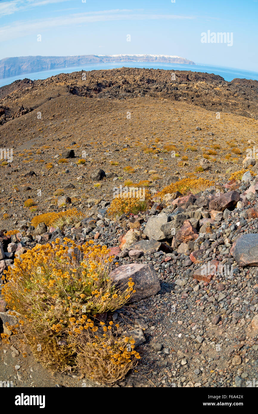 volcanic land in europe santorini greece sky and mediterranean sea ...