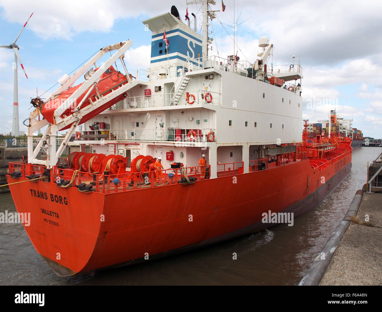 The Trans Borg, a container ship, operates in Zandvlietsluis, Port of ...