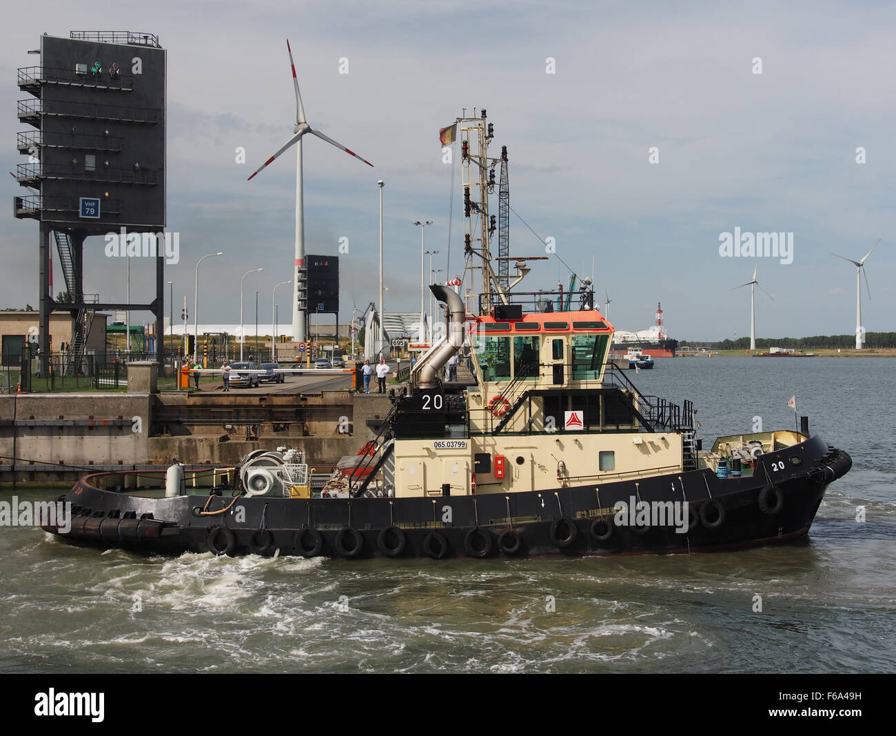 Tug 20, identified by IMO 9247326, is stationed at the Port of Antwerp ...