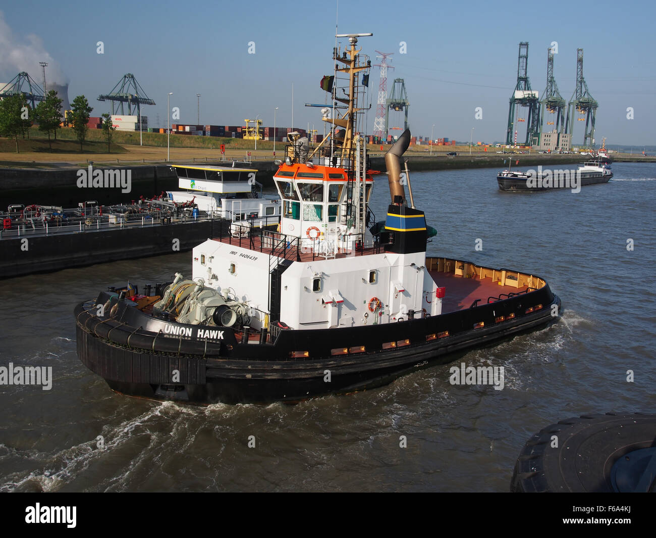 Union Hawk is a container ship operating in the Port of Antwerp ...