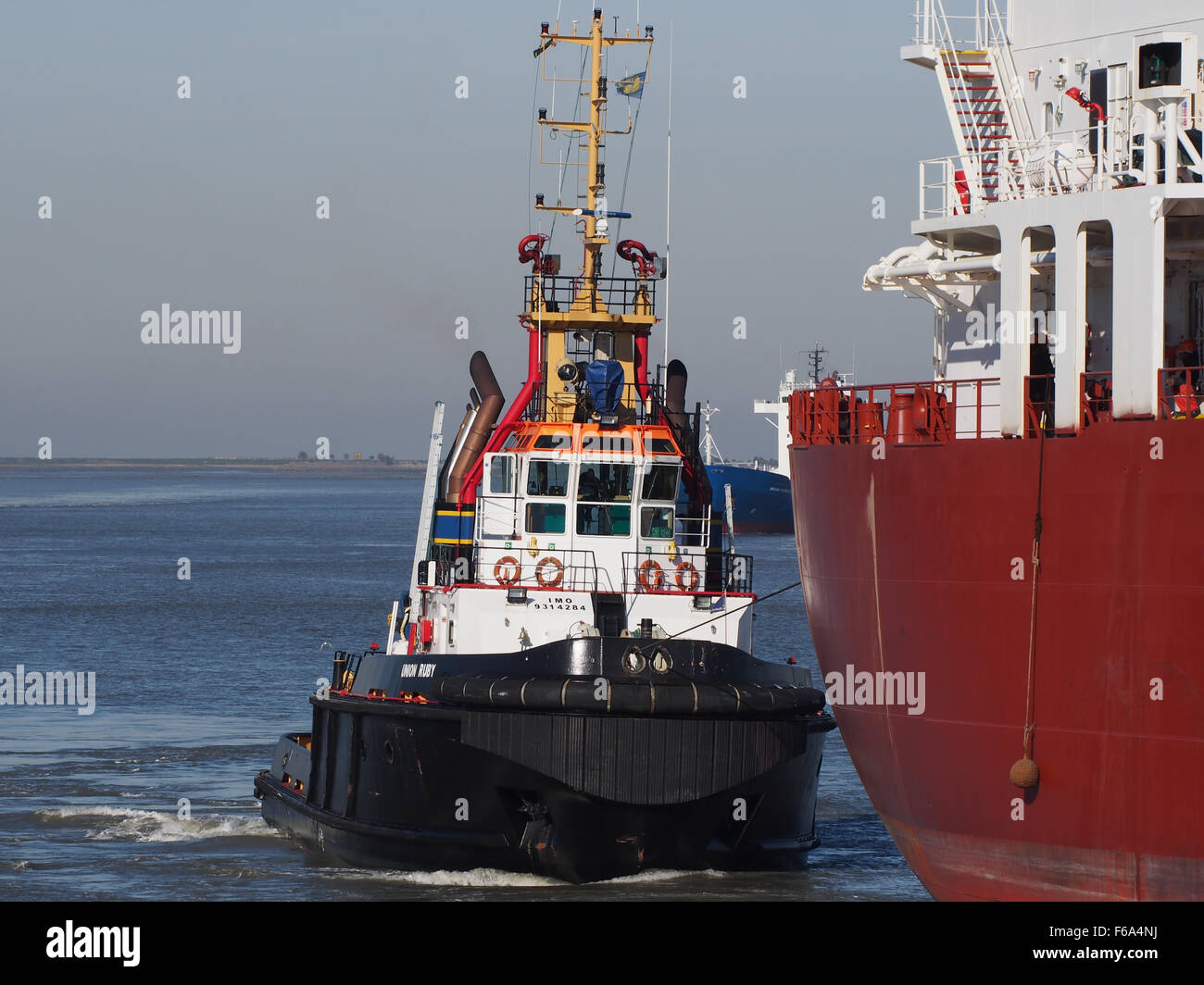 Union Ruby, a tugboat from 2005, operates in the Port of Antwerp ...