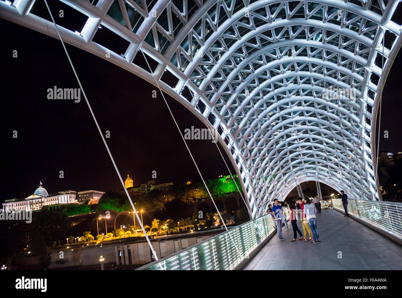 pedestrian Bridge of Peace (georgian mshvidobis khidi) over Kura River ...