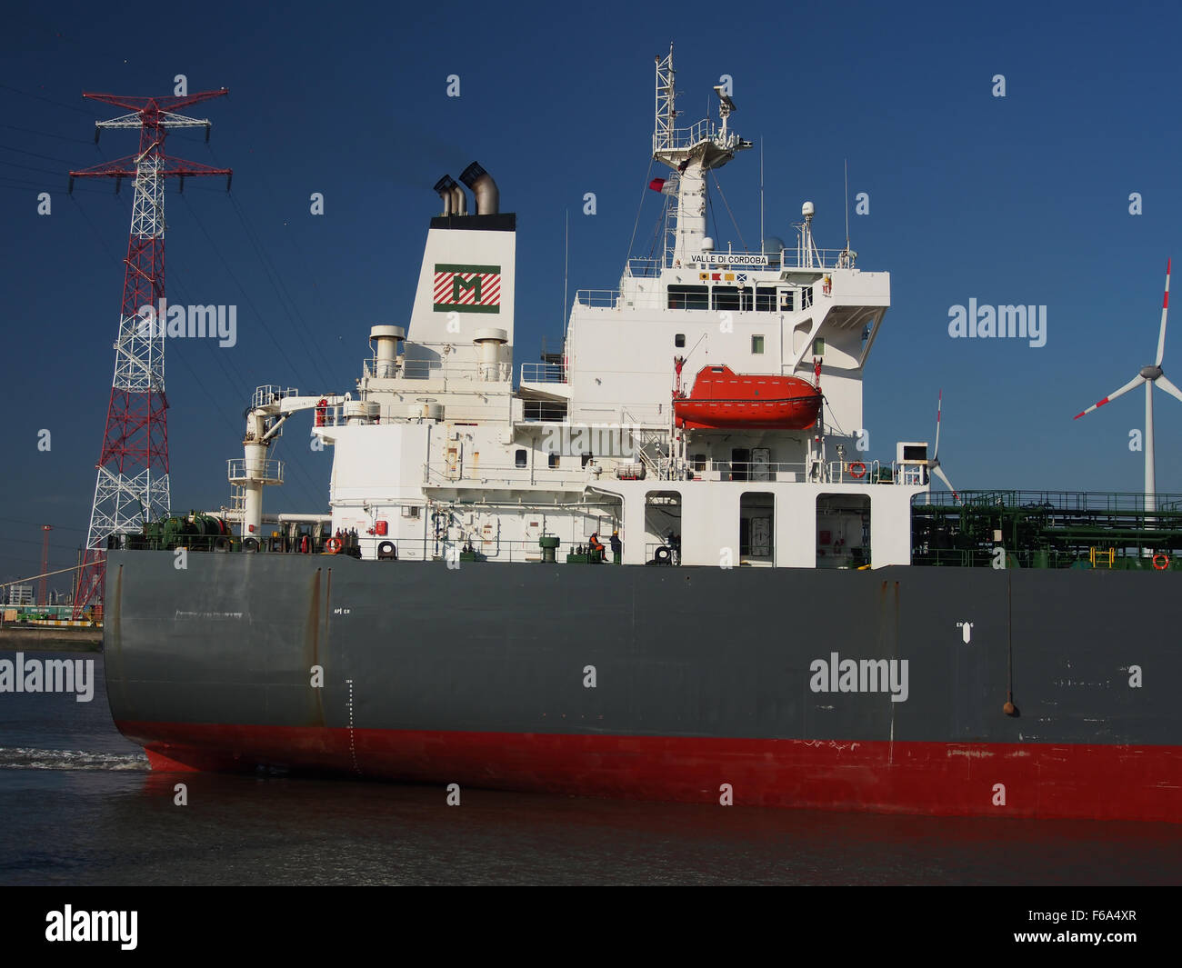 The Valle di Cordoba, a container ship, operates in the Port of Antwerp ...