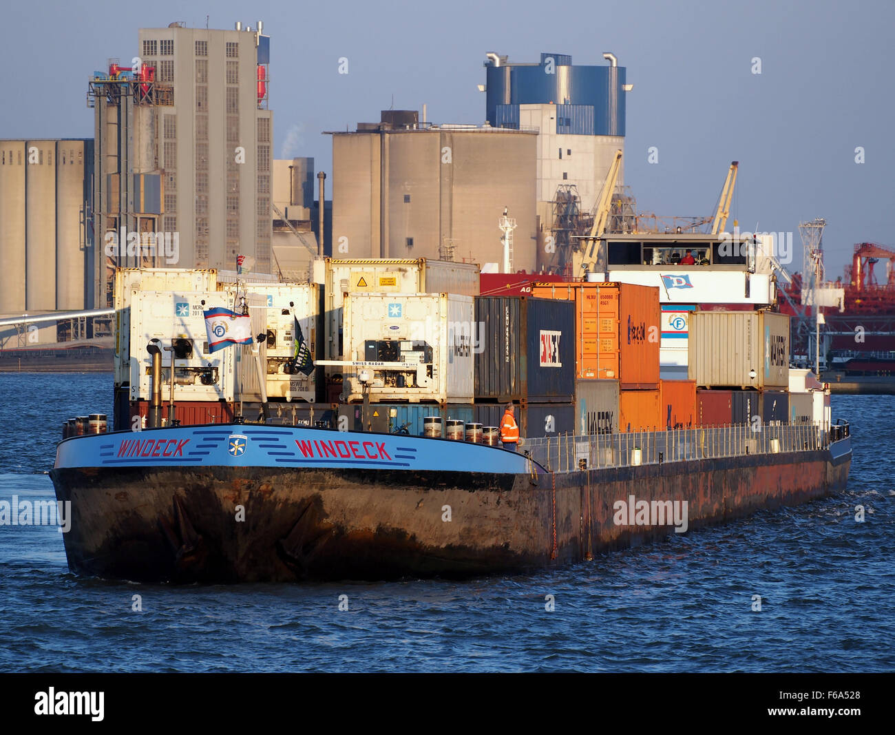 The 'Windeck,' a 1997-built container ship, operates in Port of Antwerp ...